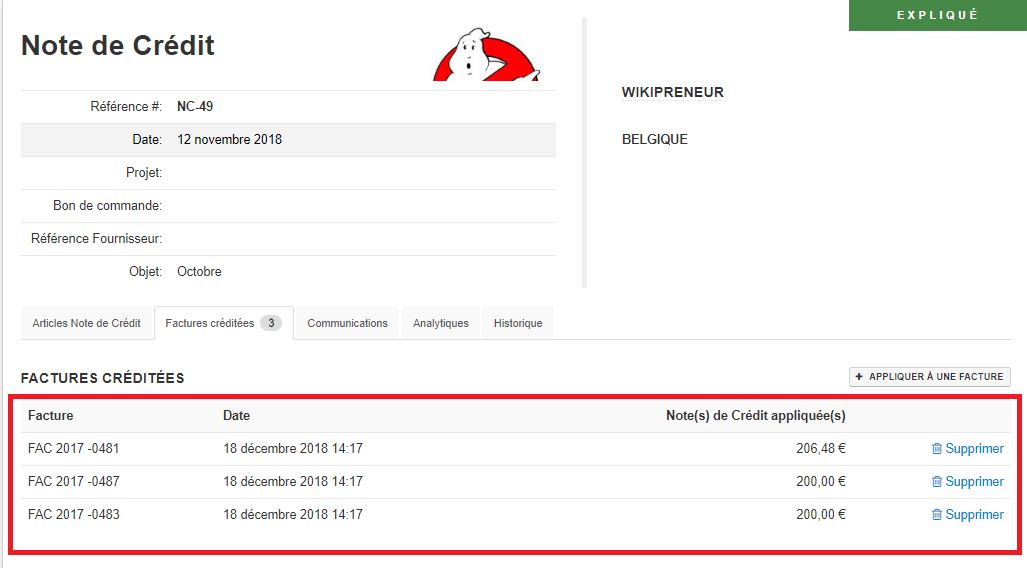 Comment lier une note de crédit à une facture| Support - Smoall