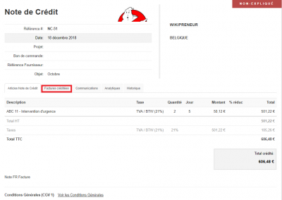 Comment lier une note de crédit à une facture| Support - Smoall