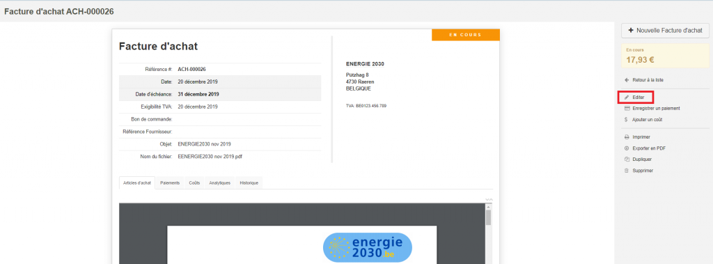 Comment modifier une facture d'achat validée| Support - Smoall
