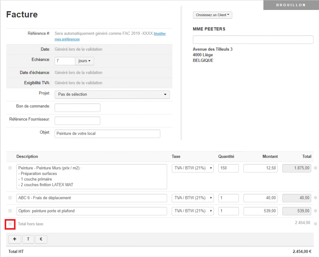 Comment insérer un sous-total dans une facture| Support - Smoall